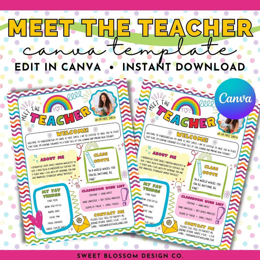 Colorful Meet The Teacher Editable Template – Farm Girl Designs