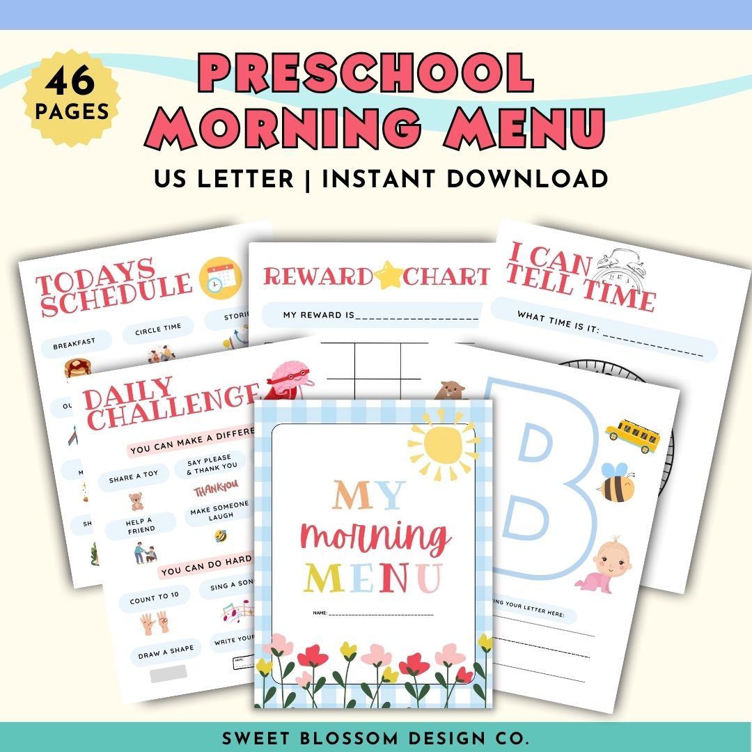 Preschool Morning Menu Printable – Farm Girl Designs
